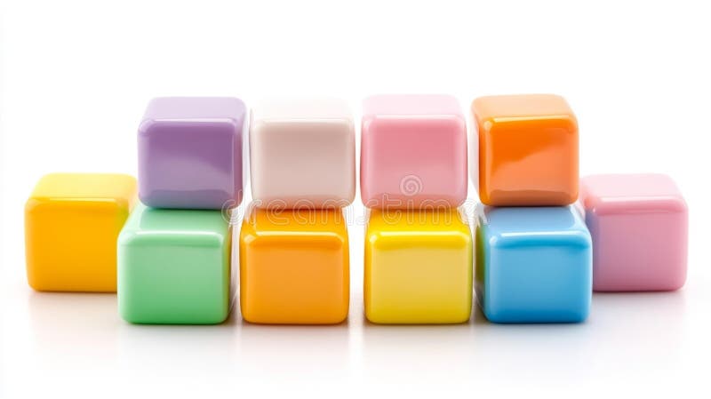 Colorful Stacking Blocks in Different Shades Isolated on White ...
