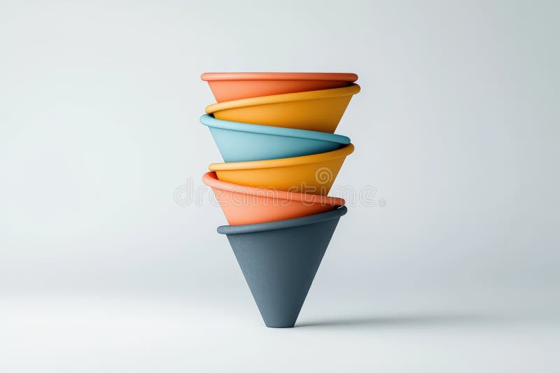 Colorful Stacking Cups on a Light Background Stock Illustration ...
