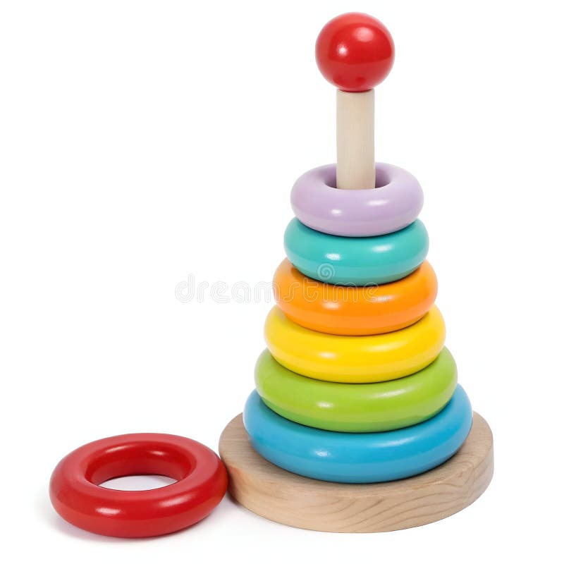 Colorful Stacking Ring Toy on White Background Stock Illustration ...
