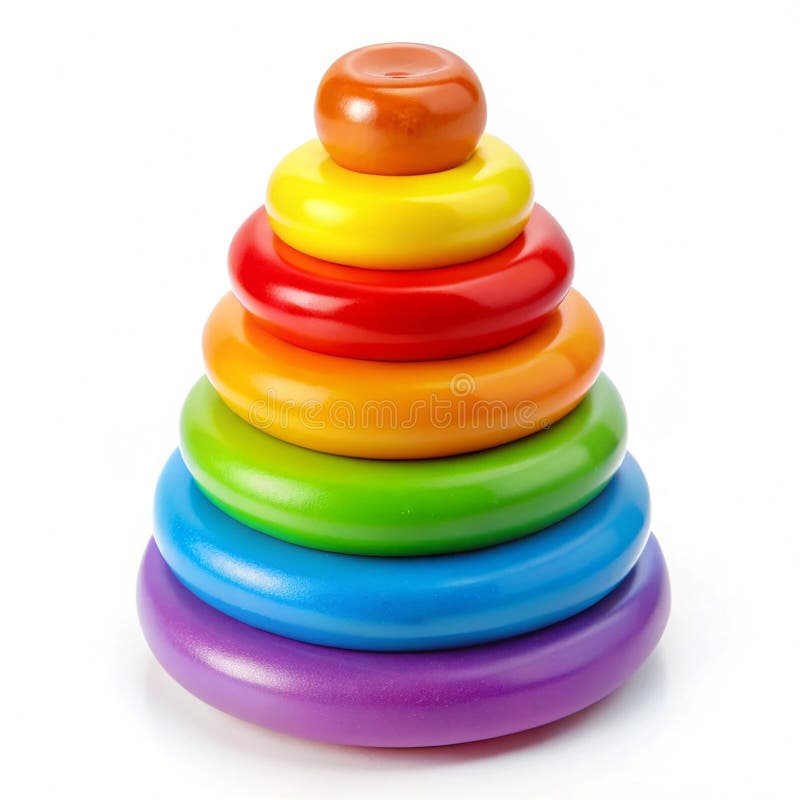 Colorful Stacking Ring Toy on White Background Stock Illustration ...