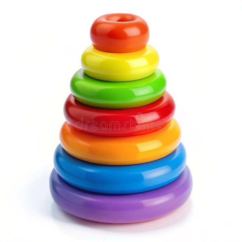 Colorful Stacking Ring Toy on White Background Stock Illustration ...