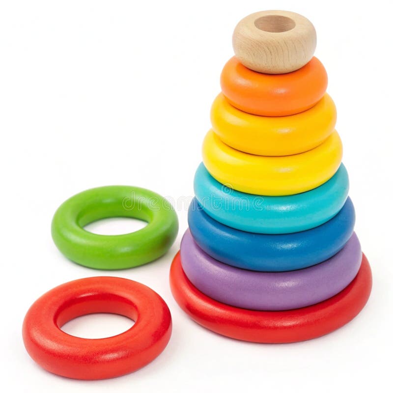 Colorful Stacking Rings on Transparent Background Stock Illustration ...