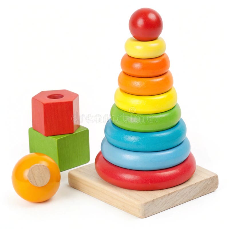 Colorful Stacking Toy on Transparent Background Stock Illustration ...