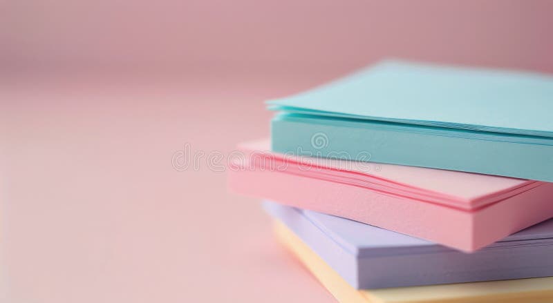 Colorful Stacks of Paper Sheets on Soft Pink Background in Bright ...