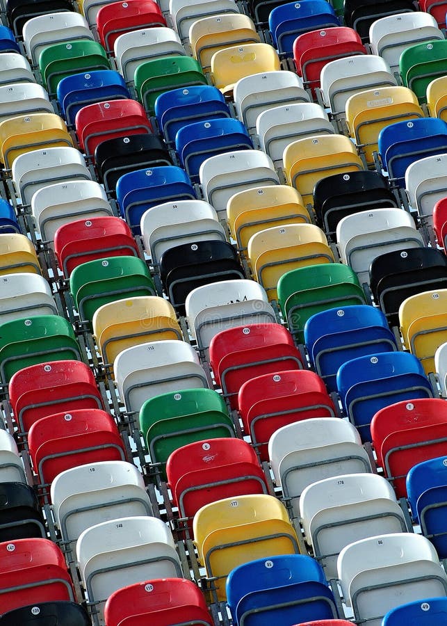 Colorful Stadium Seats Awaiting Spectators Stock Photo - Image of ...
