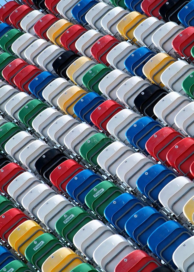 Colorful Stadium Seats Creating a Vibrant Pattern are Waiting for the ...