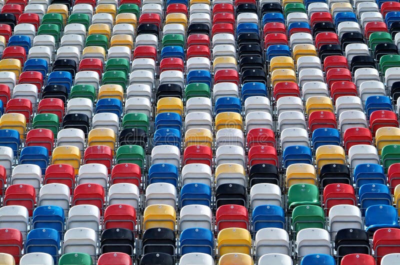 Colorful Stadium Seats are Waiting for the Crowd Stock Photo - Image of ...