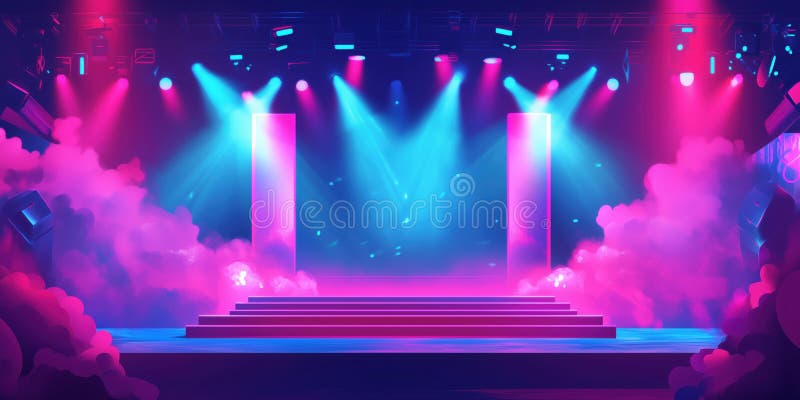 Colorful Stage Backdrop Vibrant Lights Fog Performances Events Stock ...