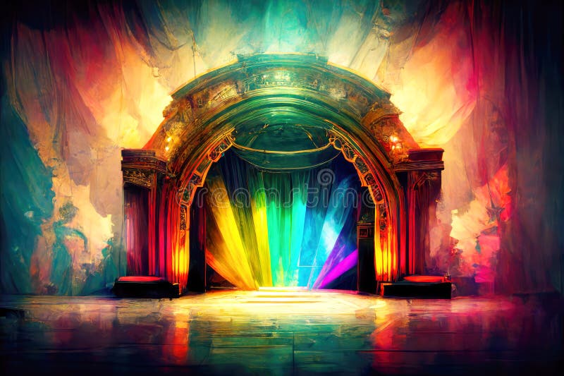 Colorful stage stock illustration. Illustration of glass - 269861326