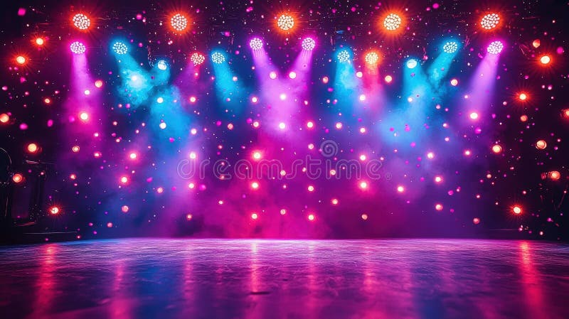 Colorful Stage Lighting with Bright Spotlights and Mist for Dramatic ...