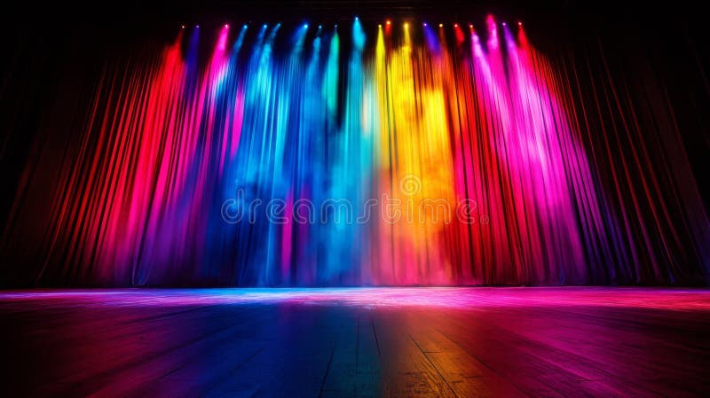 Colorful Stage Lighting Design with Vibrant Beams Stock Illustration ...