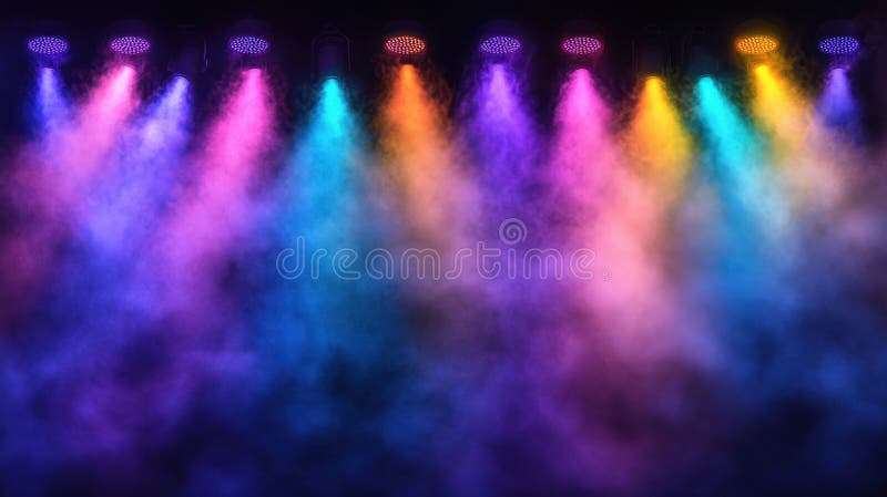 Colorful Stage Lights in Haze a Vibrant Performance Scene Illumination ...