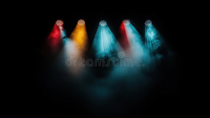 Colorful Stage Lights Illuminating Dark Stage Stock Image - Image of ...