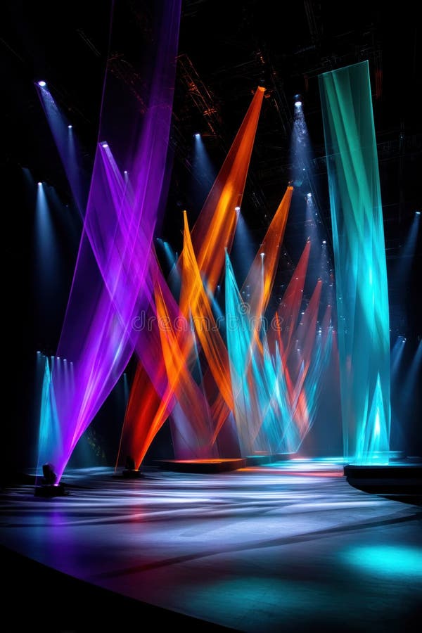 Colorful Stage Lights Illuminating Empty Performance Area Stock Image ...