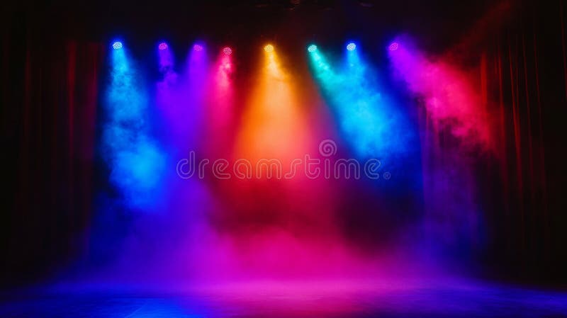 Colorful Stage Lights and Smoke for Dramatic Performance Stock ...