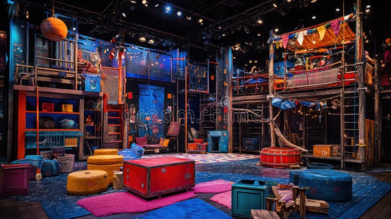 Colorful Stage Set for a Theatrical Performance Stock Illustration ...