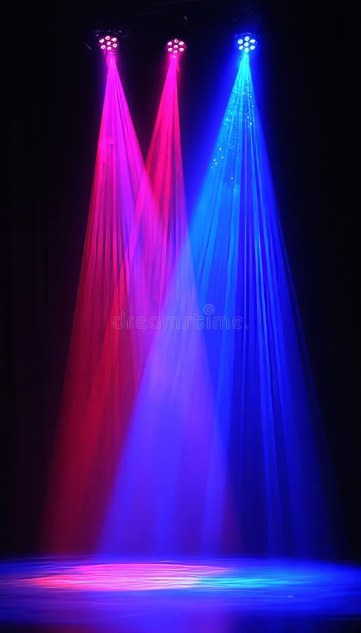 Colorful Stage Spotlight Beams on Empty Stage, Concert Lighting with ...