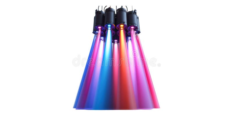 Colorful Stage Spotlights Projecting Multicolor Beams Isolated on ...