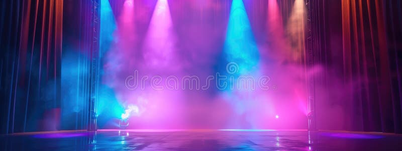 Colorful Stage with Vibrant Lighting and Smoke Effects Creating a ...