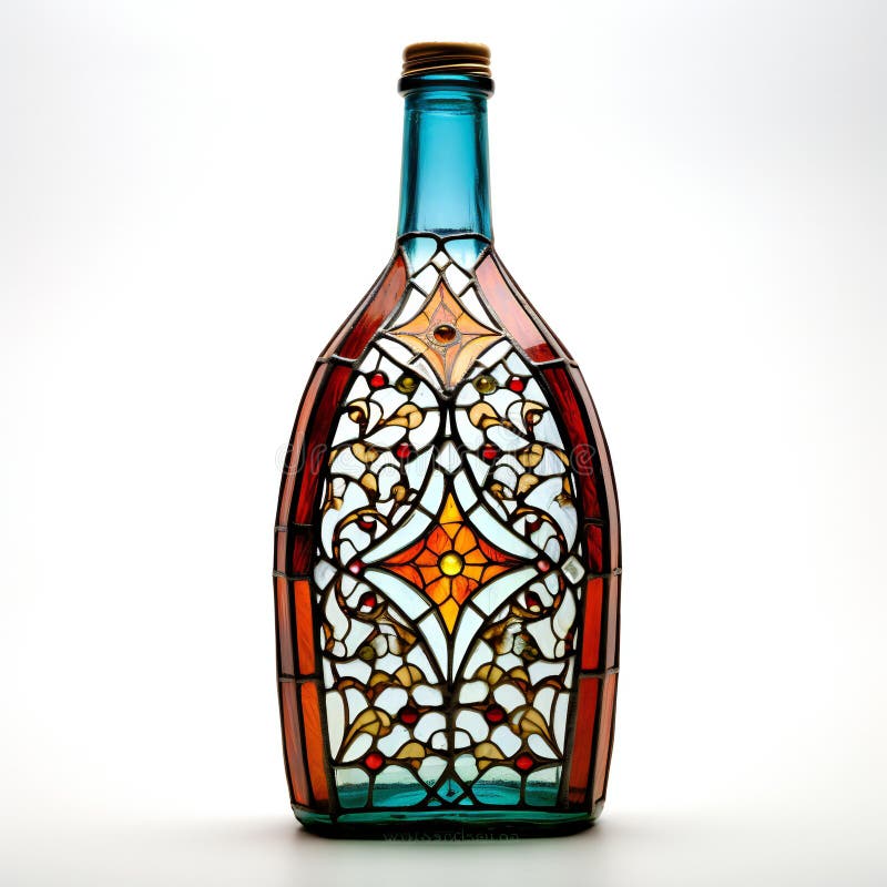 Colorful Stained Glass Bottle Isolated on White Background Stock ...