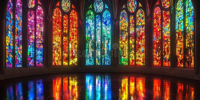 Colorful Stained Glass Church Window Architecture Stock Illustration ...