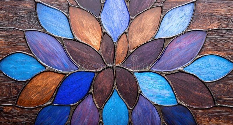 Colorful Stained Glass Flower Pattern Stock Illustration - Illustration ...