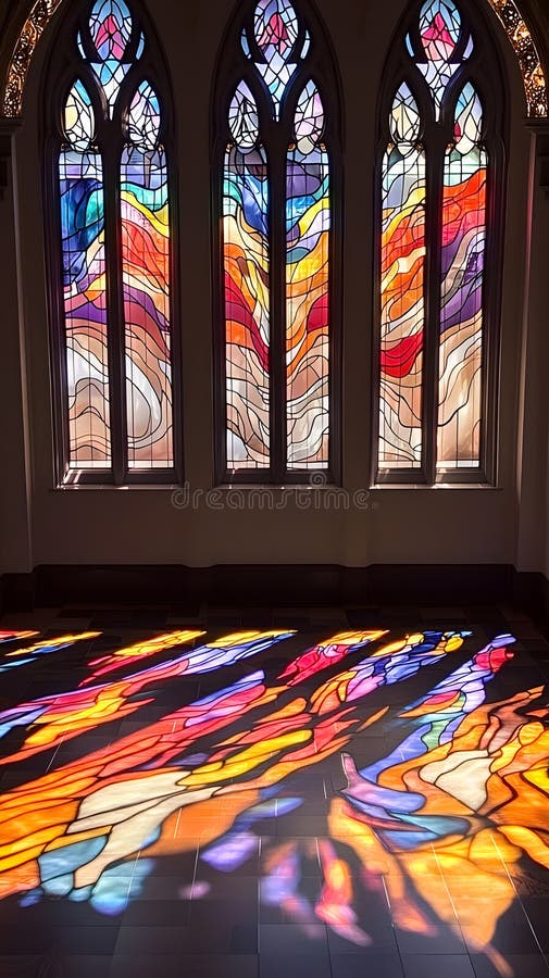 Colorful Stained Glass Illuminating the Floor Stock Illustration ...