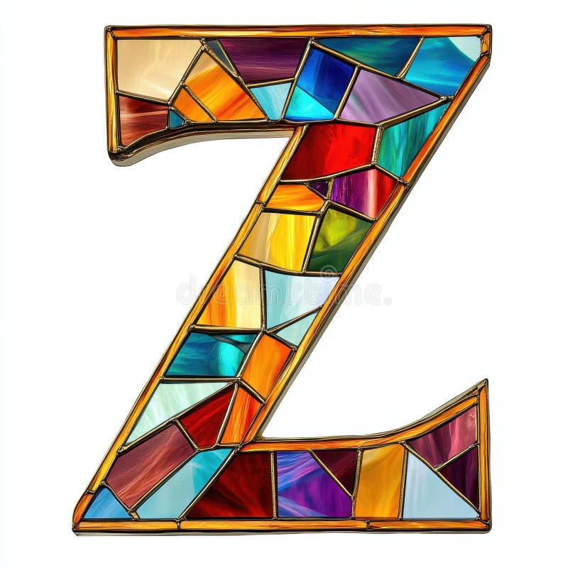 A Colorful Stained Glass Letter "Z" Composed of Various Vibrant Pieces ...