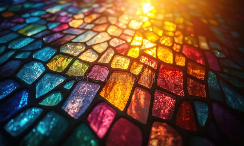 Colorful Stained Glass Pattern Reflecting Sunlight in Vibrant Hues ...