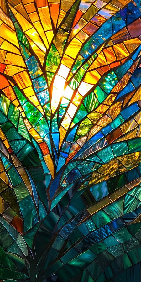 A Colorful Stained Glass Piece with the Sun Shining through Stock Photo ...