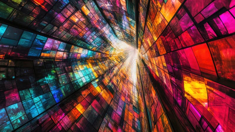 Colorful Stained Glass Reflects Sunlight in a Modern Architectural ...