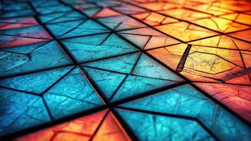 Colorful Stained Glass Triangular Pattern with Light Reflection Stock ...