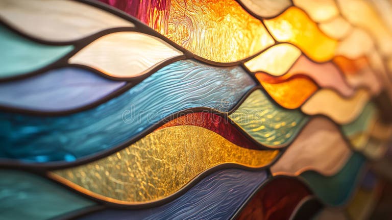 Colorful Stained Glass with Wave-like Patterns. Stock Photo - Image of ...