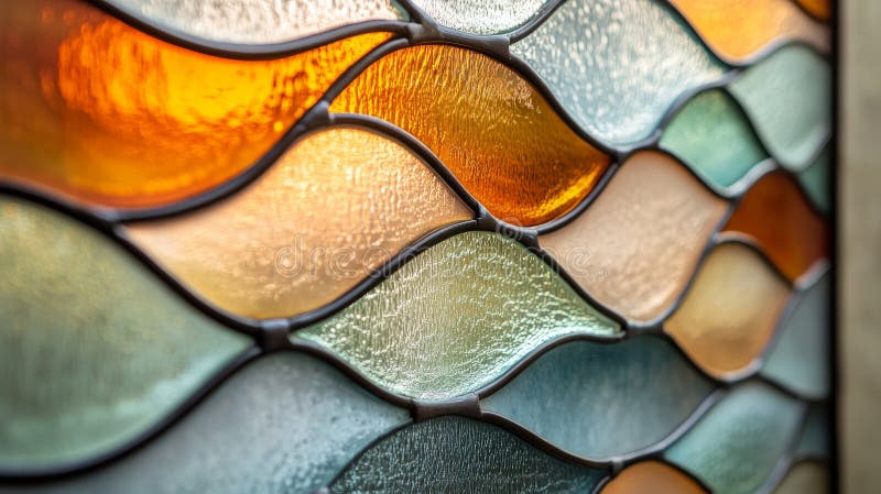 Colorful Stained Glass with Wavy Pattern. Stock Image - Image of ...