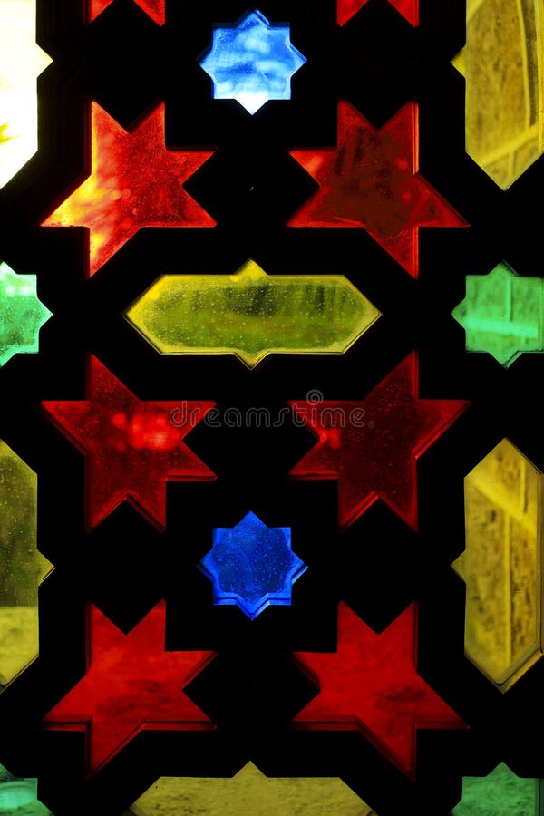 Colorful Stained Glass Window Arabic Style Stock Photo - Image of ...