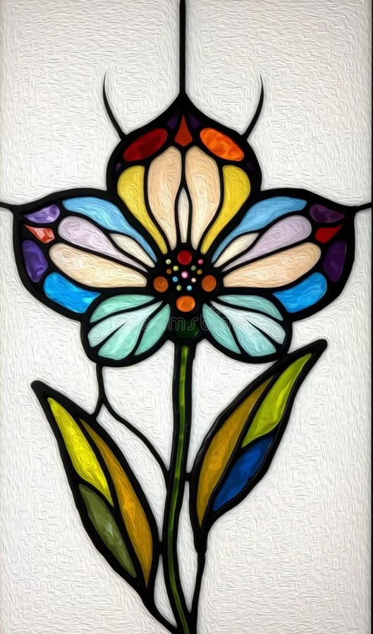Colorful Stained Glass Window. Botanical Pattern Stock Illustration ...
