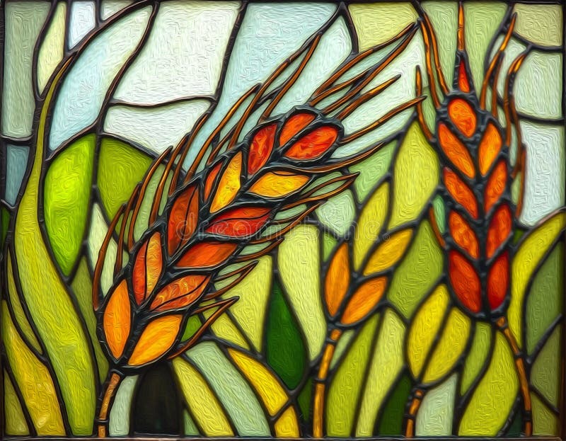 Colorful Stained Glass Window. Botanical Pattern. Multicolored Interior ...