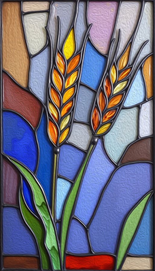 Colorful Stained Glass Window. Botanical Pattern. Multicolored Interior ...
