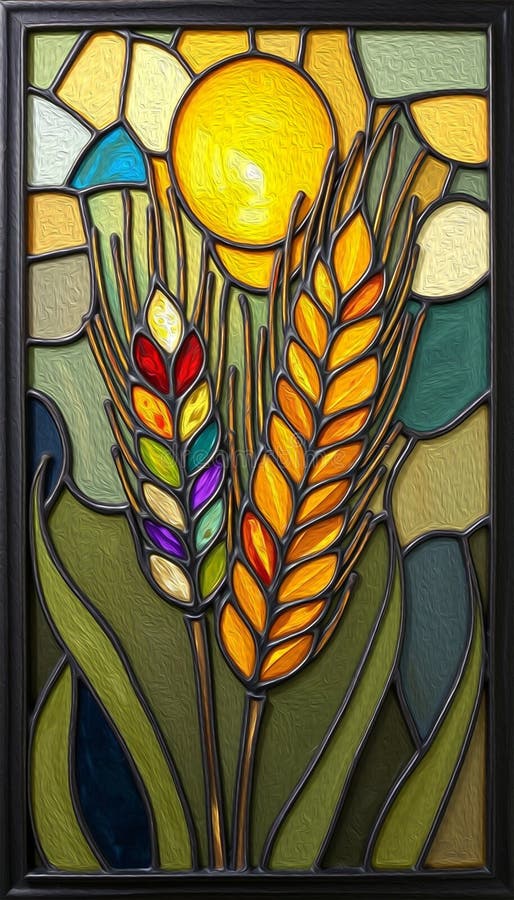 Colorful Stained Glass Window. Botanical Pattern. Multicolored Interior ...