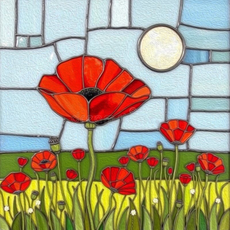 Colorful Stained Glass Window. Botanical Pattern. Multicolored Interior ...