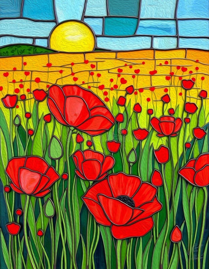 Colorful Stained Glass Window. Botanical Pattern. Multicolored Interior ...