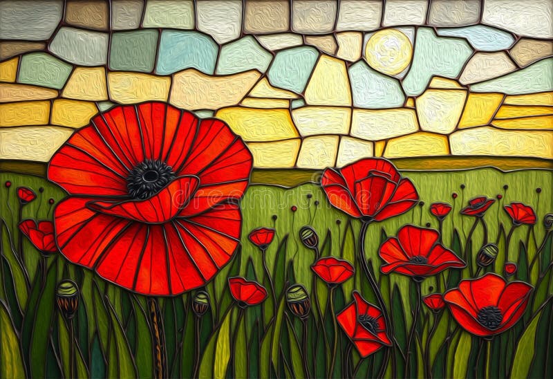 Colorful Stained Glass Window. Botanical Pattern. Multicolored Interior ...