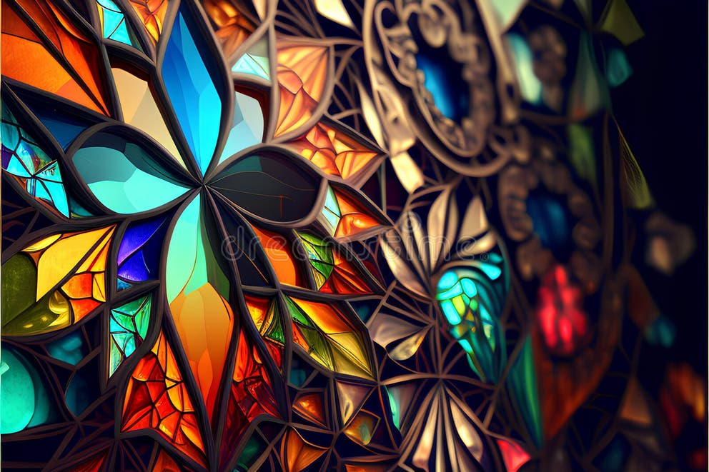 Colorful Stained Glass Window. Computer Generated Graphics. 3D ...