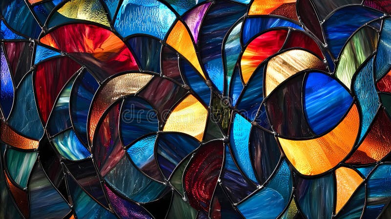Colorful Stained Glass Window Showing Abstract Shapes and Creating a ...