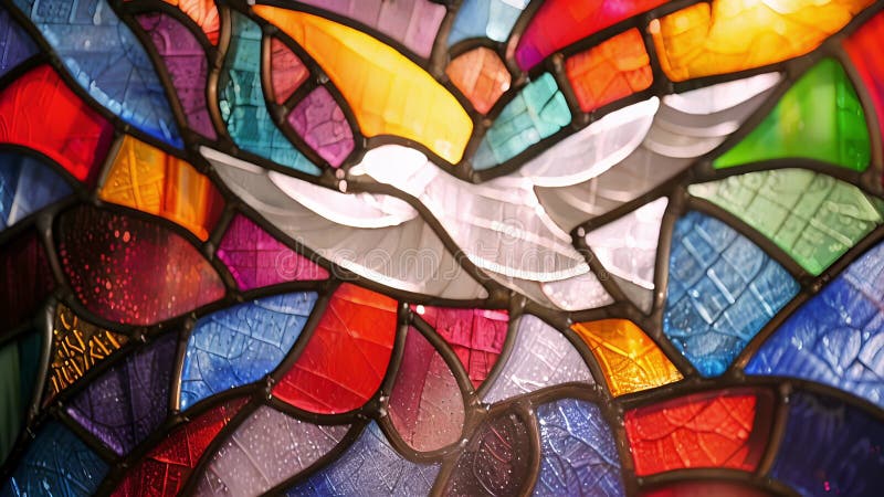 A Colorful Stained Glass Window Featuring a Dove Symbolizing Peace and ...