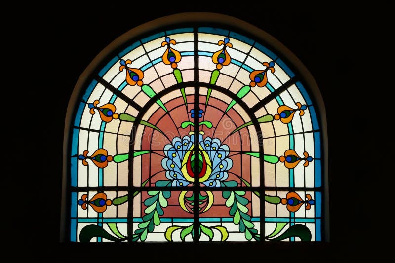 Colorful Stained Glass Window Inside the Synagogue of Subotica, Second ...