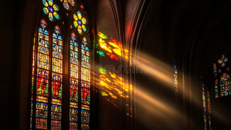 A Colorful Stained Glass Window Lit Up by the Sun Stock Photo - Image ...