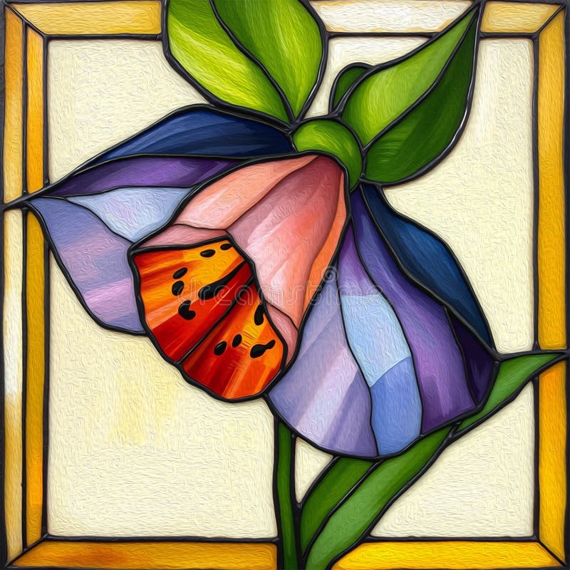 Colorful Stained Glass Window. Multicolored Interior Design Template ...