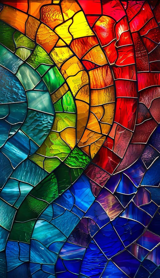 A Colorful Stained Glass Window with a Rainbow Pattern Stock Photo ...