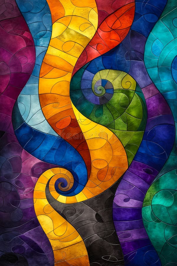 A Colorful Stained Glass Window with a Spiral Design. Generative AI ...